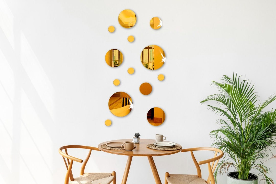 Acrylic Mirrors Wall Decal, Set of Decorative Self Adhesive Circle ... Acrylic Mirrors Wall Decal, Set of Decorative Self Adhesive Circle ...