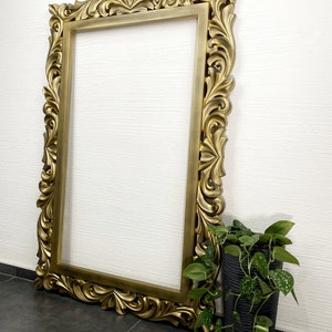 Big Carved Rubbed Gold Oak Frame, Vintage Style Frame, Large Gold ...