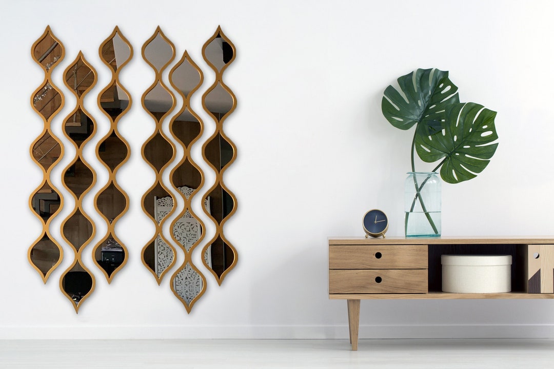 Acrylic Water Drop Mirrors in Golden Frame, Decorative Wall Mirror ...