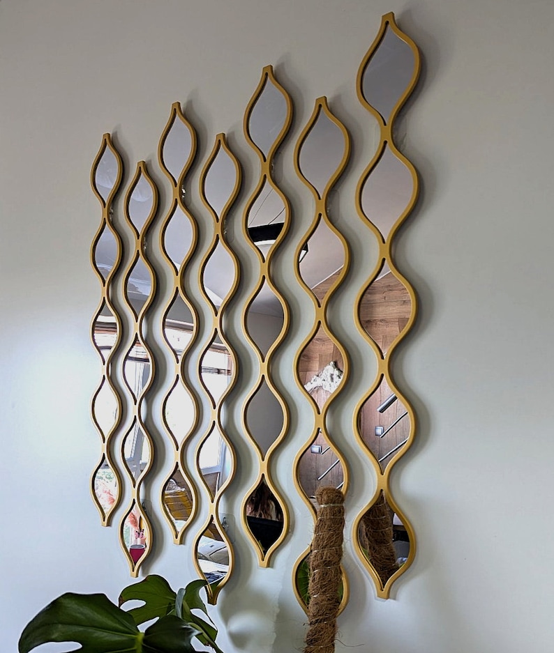 Gold Frame Acrylic Water Drop Mirrors: Teardrop Wall Decor - Etsy