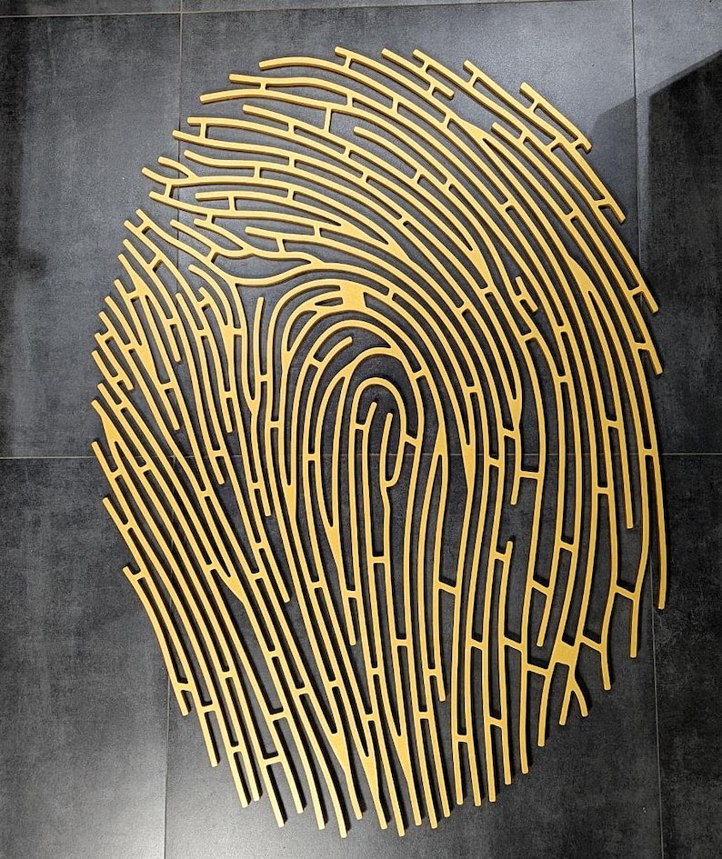 Gold Fingerprint Wood Wall Art: Abstract Carved Panel Decor - Etsy
