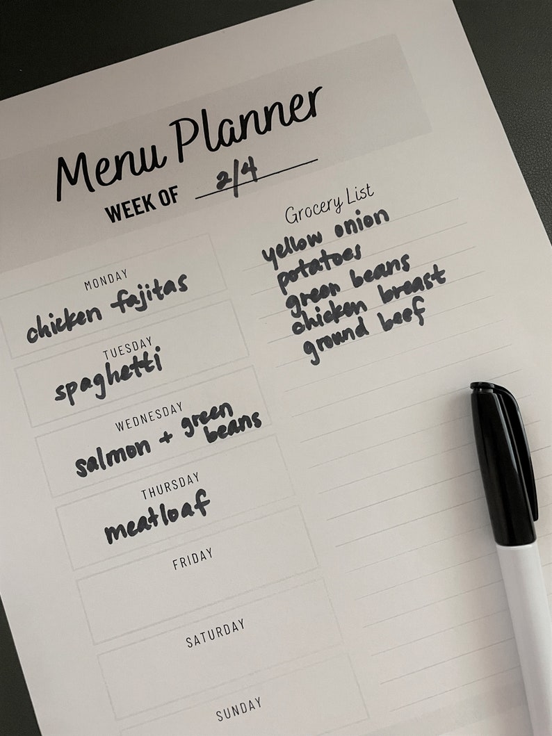 Weekly Dinner Menu Planner Weekly Meal Planning Minimal - Etsy