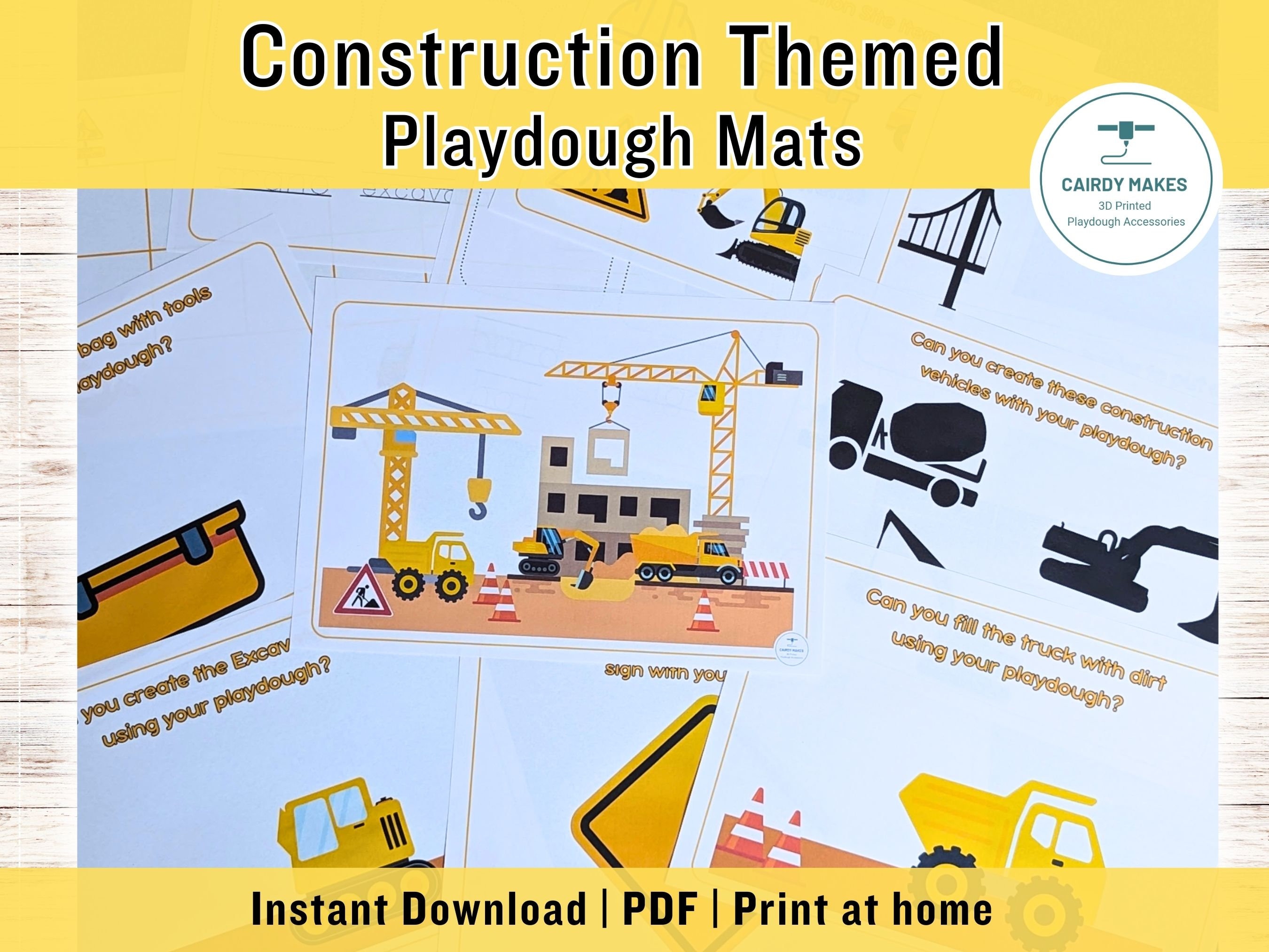 Construction Themed Playdough Mats Printable | Digital Download ...
