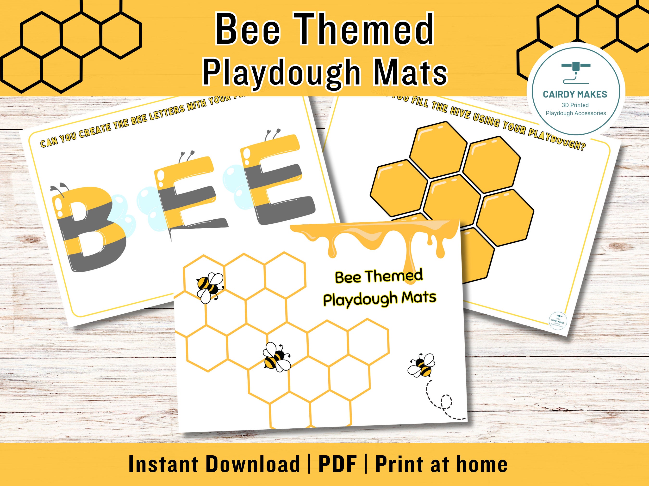 Bee Themed Playdough Mats Printable | Digital Download | Preschool ...