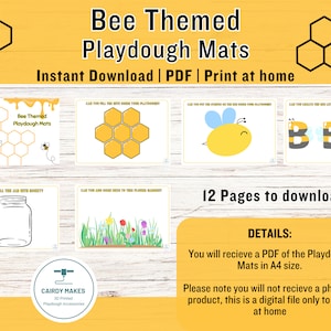Bee Themed Playdough Mats Printable | Digital Download | Preschool ...