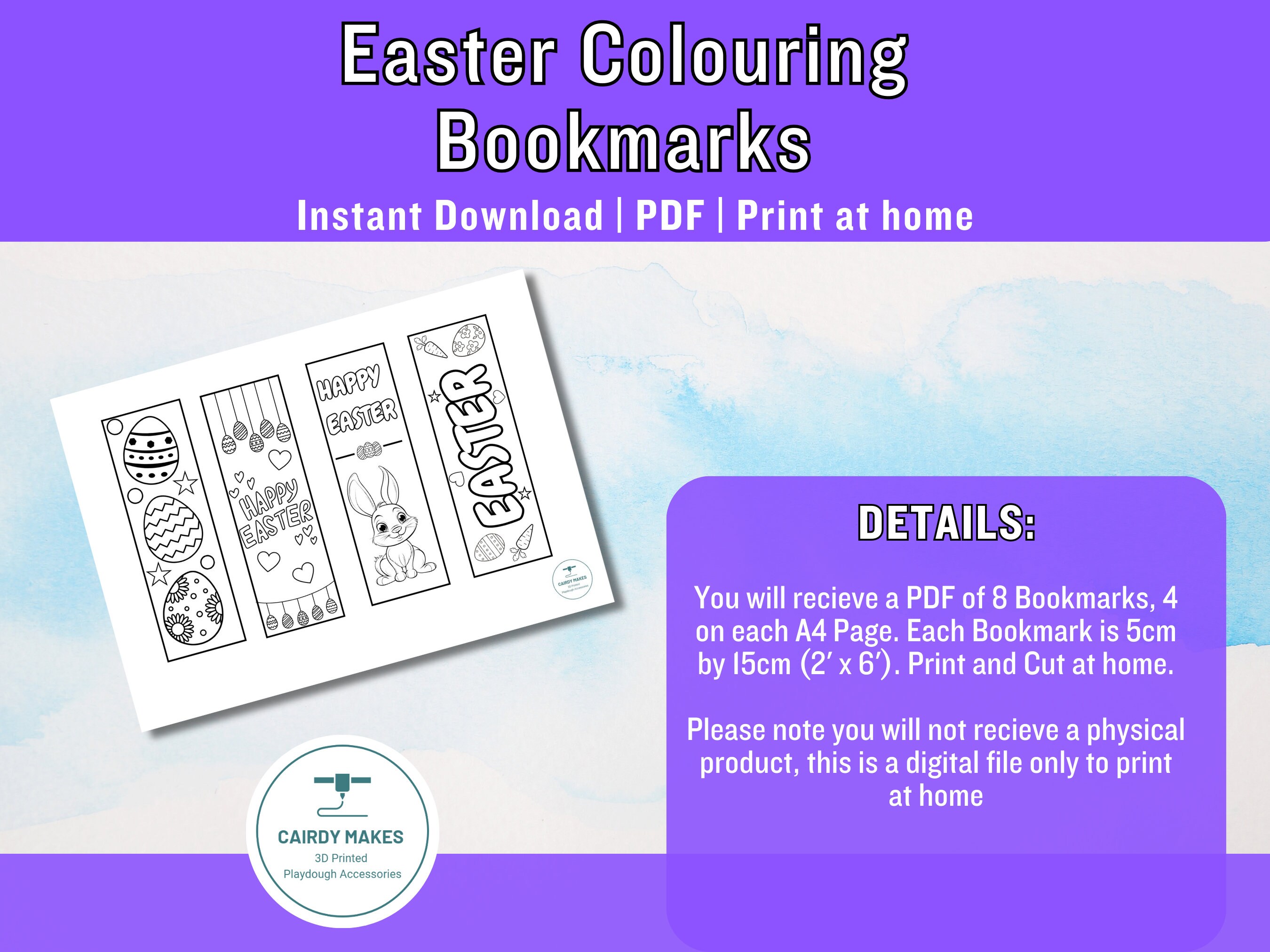 Easter Colouring Bookmarks Printable | Digital Download | Preschool ...