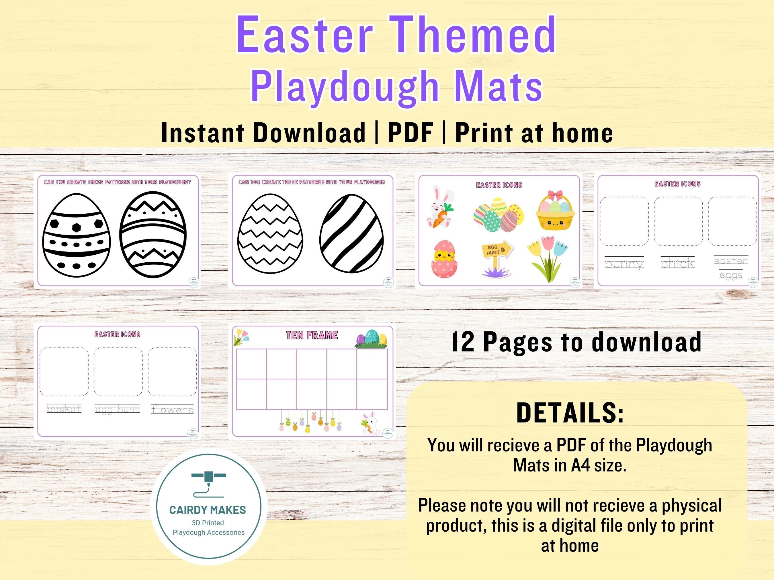 Easter Themed Playdough Mats Printable | Digital Download | Preschool ...