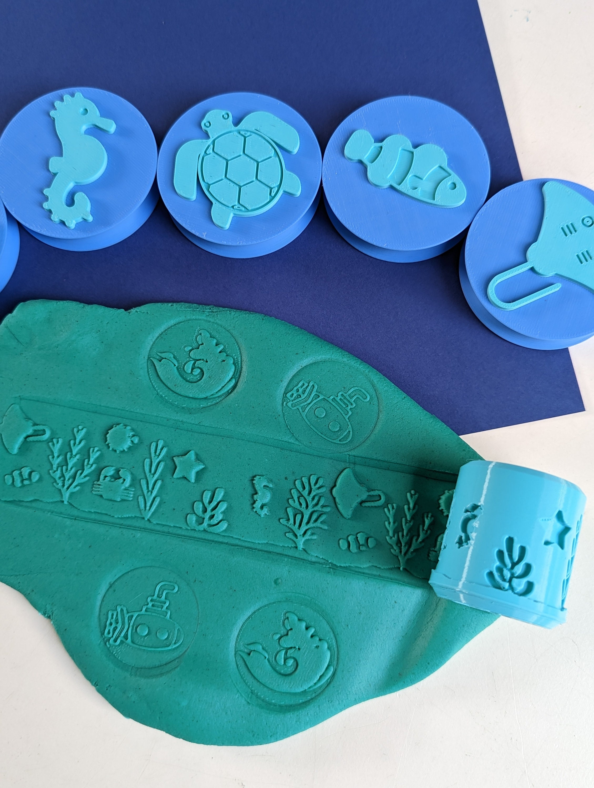 Under the Sea Playdough Stamp Set & Roller, Playdough Rollers ...