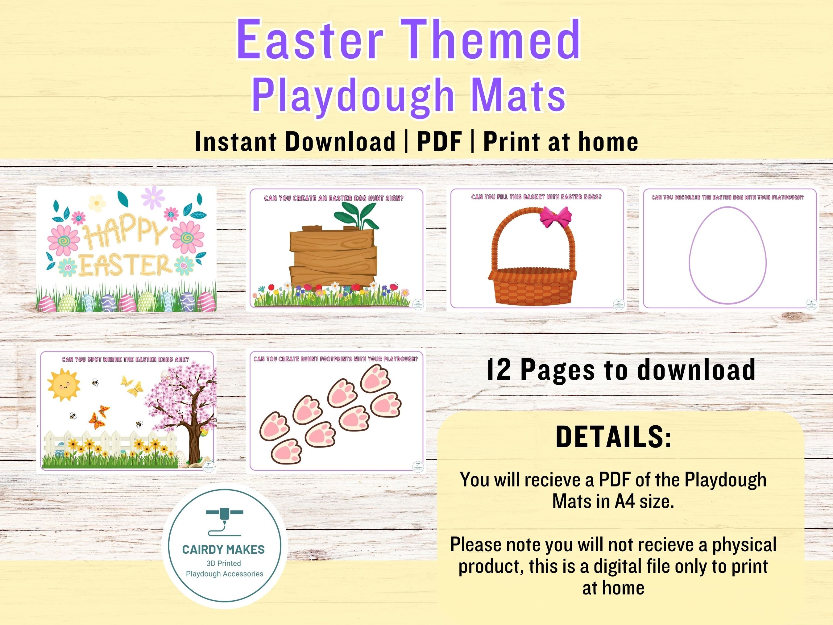 Easter Themed Playdough Mats Printable | Digital Download | Preschool ...