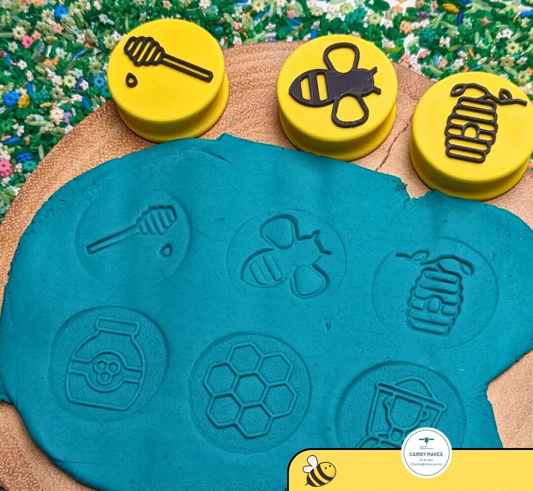 Bee Playdough Stamp Set, Double Sided Playdough Stamps, Bee Stamp ...