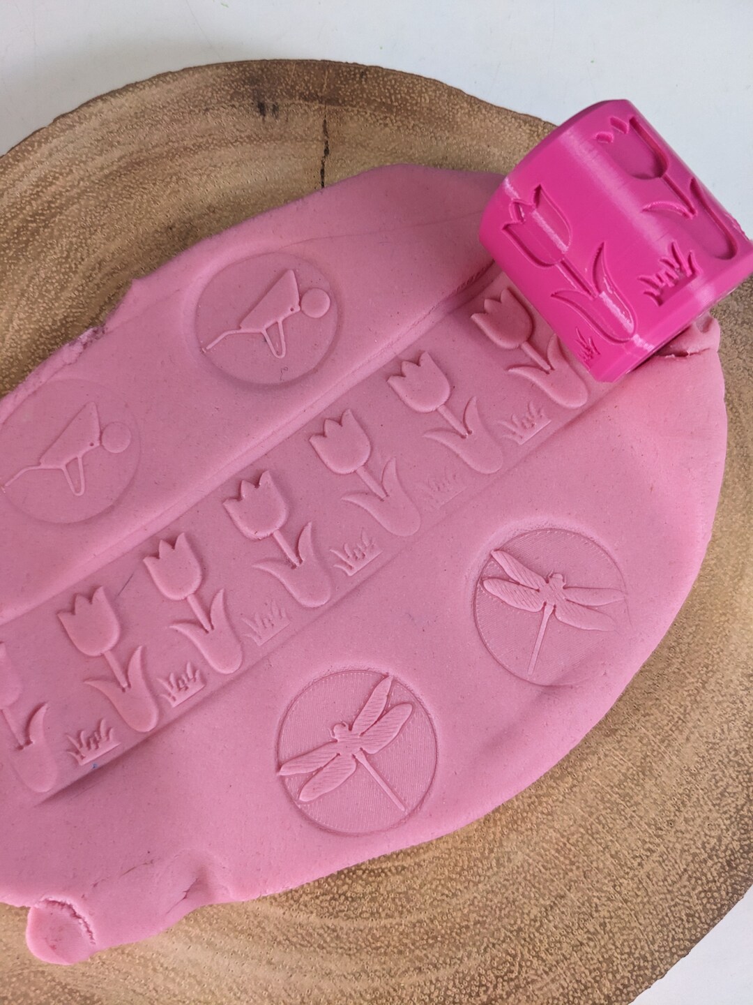 Tulip Pattern Roller Playdough Roller Clay Roller Flower - Etsy