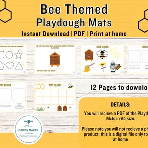 Bee Themed Playdough Mats Printable | Digital Download | Preschool ...