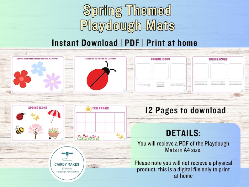 Spring Themed Playdough Mats Printable | Digital Download | Preschool ...