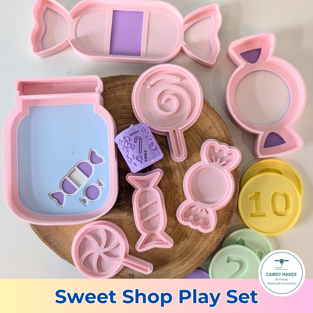 Sweet Shop Playdough Set, Sweetie Cutters, Stamps, Rollers, Sensory ...