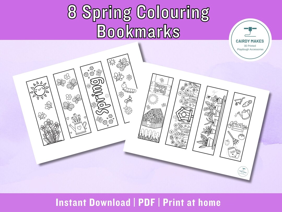 Spring Colouring Bookmarks Printable Digital Download Preschool ...