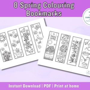 Spring Colouring Bookmarks Printable Digital Download Preschool ...