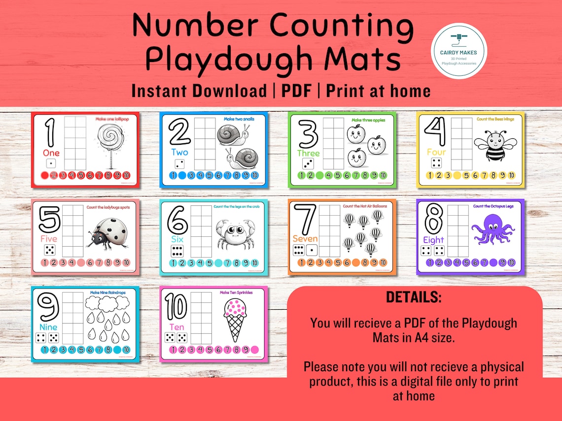 Number Counting Playdough Mats Printable | Numbers | Preschool ...