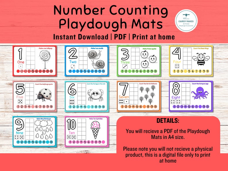 Number Counting Playdough Mats Printable | Numbers | Preschool ...