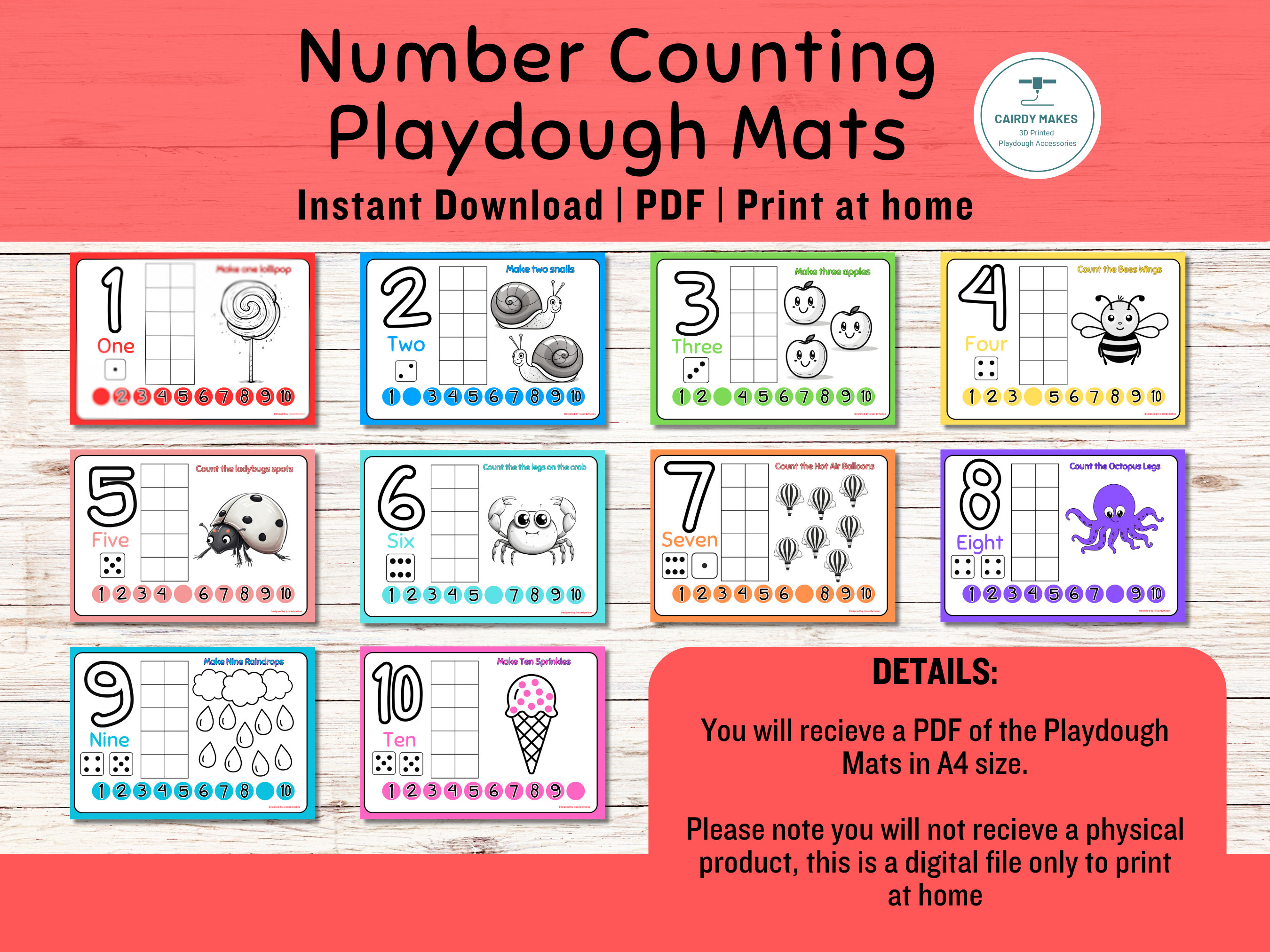 Number Counting Playdough Mats Printable | Numbers | Preschool ...