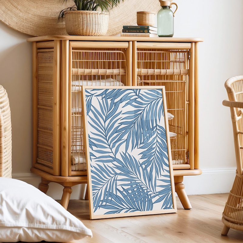 Blue Palm Print - Etsy