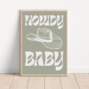 Howdy Poster // Howdy Baby Art Print, Sage Cowgirl Poster, Dorm Room ...