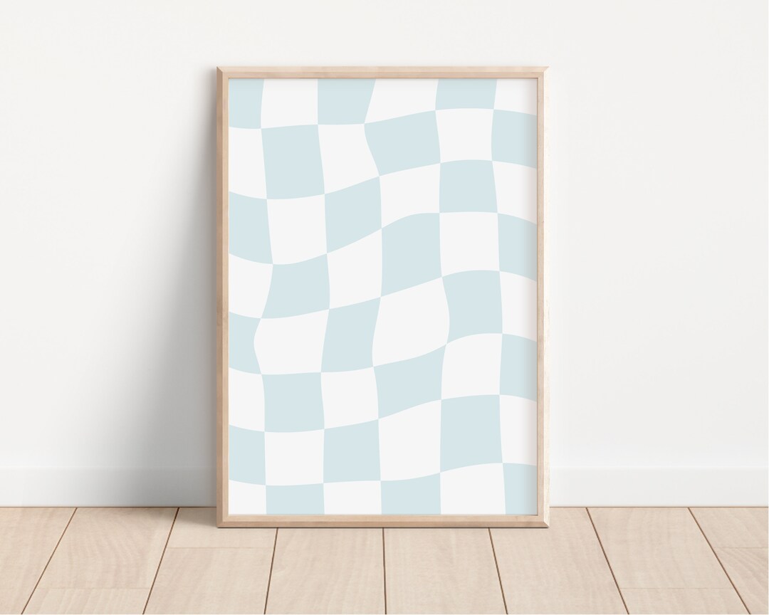 Blue Checkered Wall Art, Trendy Checkerboard Print (digital Download ...