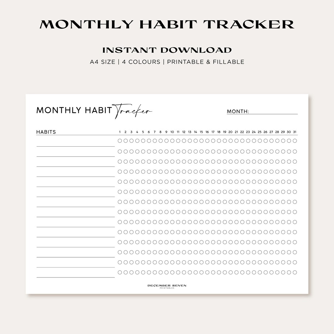Simple Monthly Habit Tracker, Monthly Habit Tracker, Habit Tracking ...