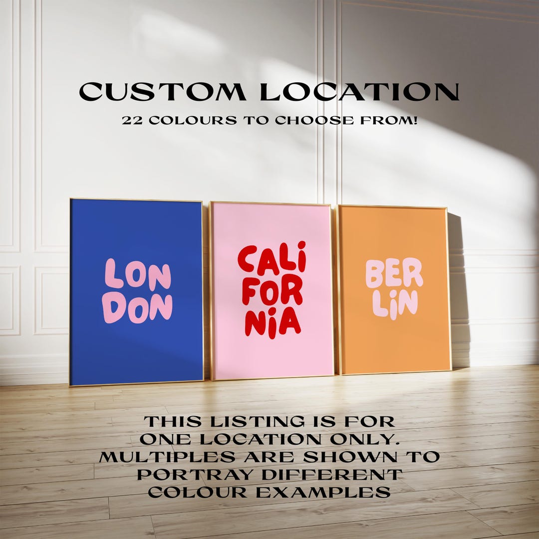 Custom Location Print / Custom Town City State Wall Art, Preppy Poster ...