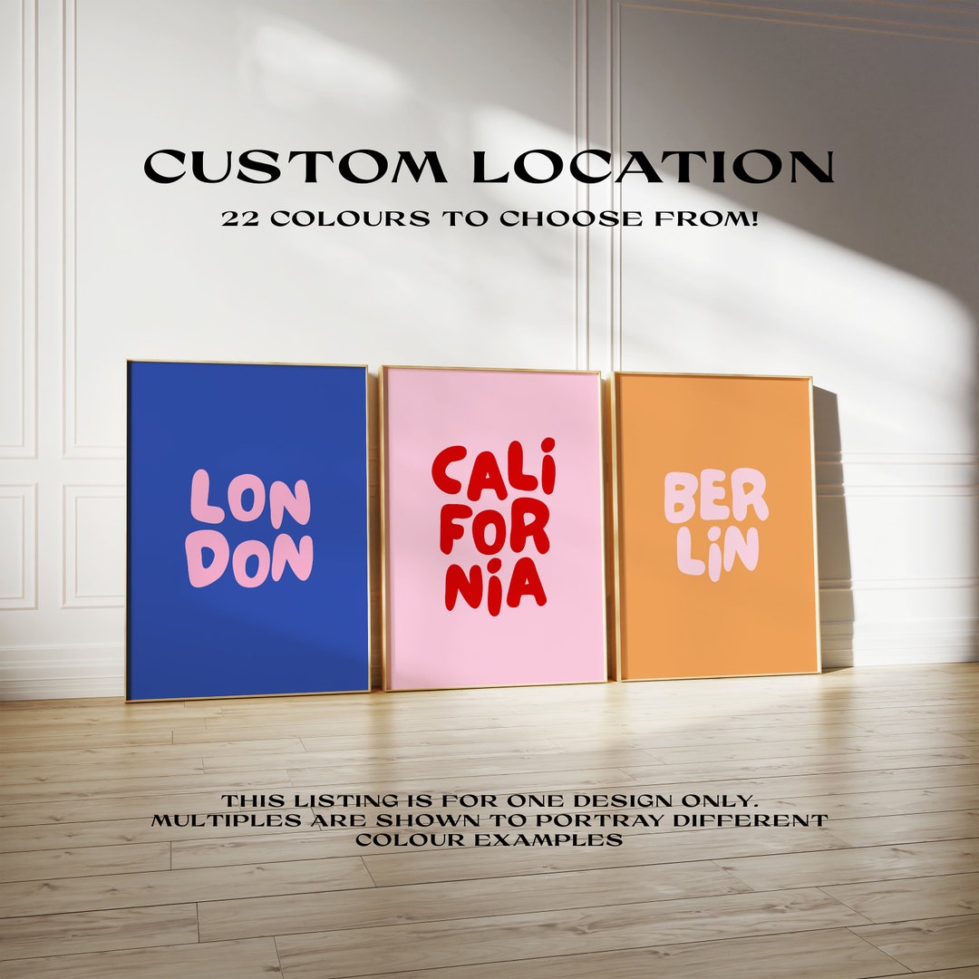 Custom Location Print / Custom Town City State Wall Art, Preppy Poster ...