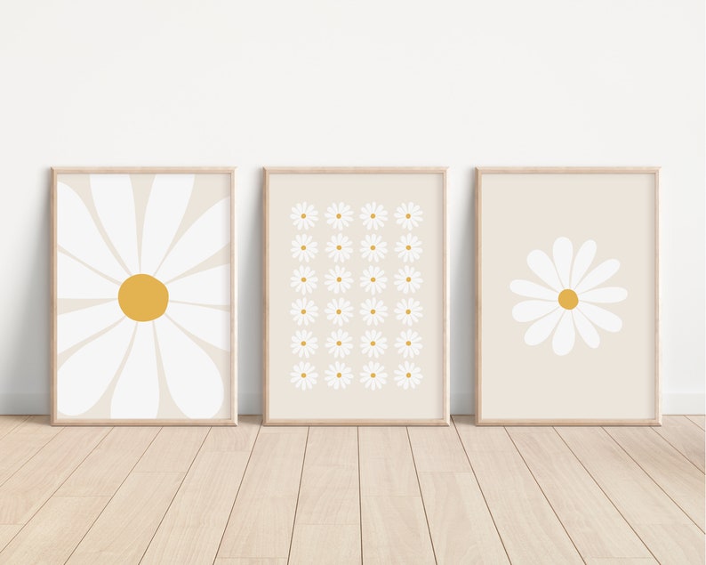 Daisy Print Set of 3 / Daisy Wall Art, Nursery Print, Flower Print, Set ...