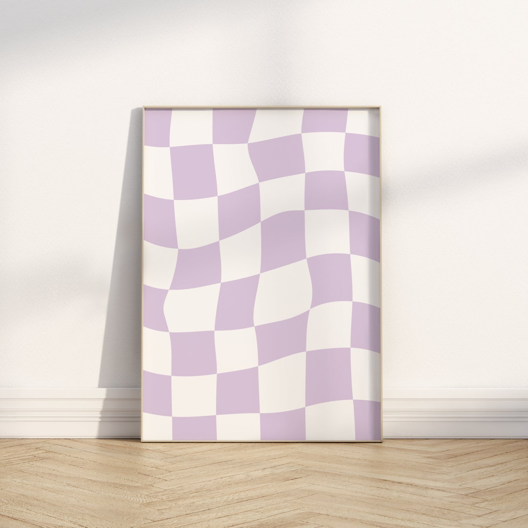 Lilac Checkered Print // Checkerboard Wall Art, Trendy Wall Art, Lilac ...