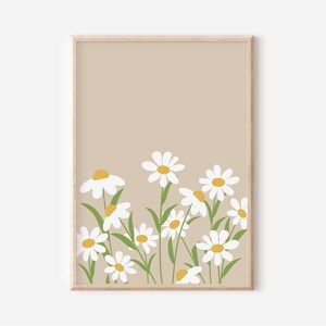 Beige Daisy Print // Daisy Wall Art, Nursery Print, Boho Floral Print ...