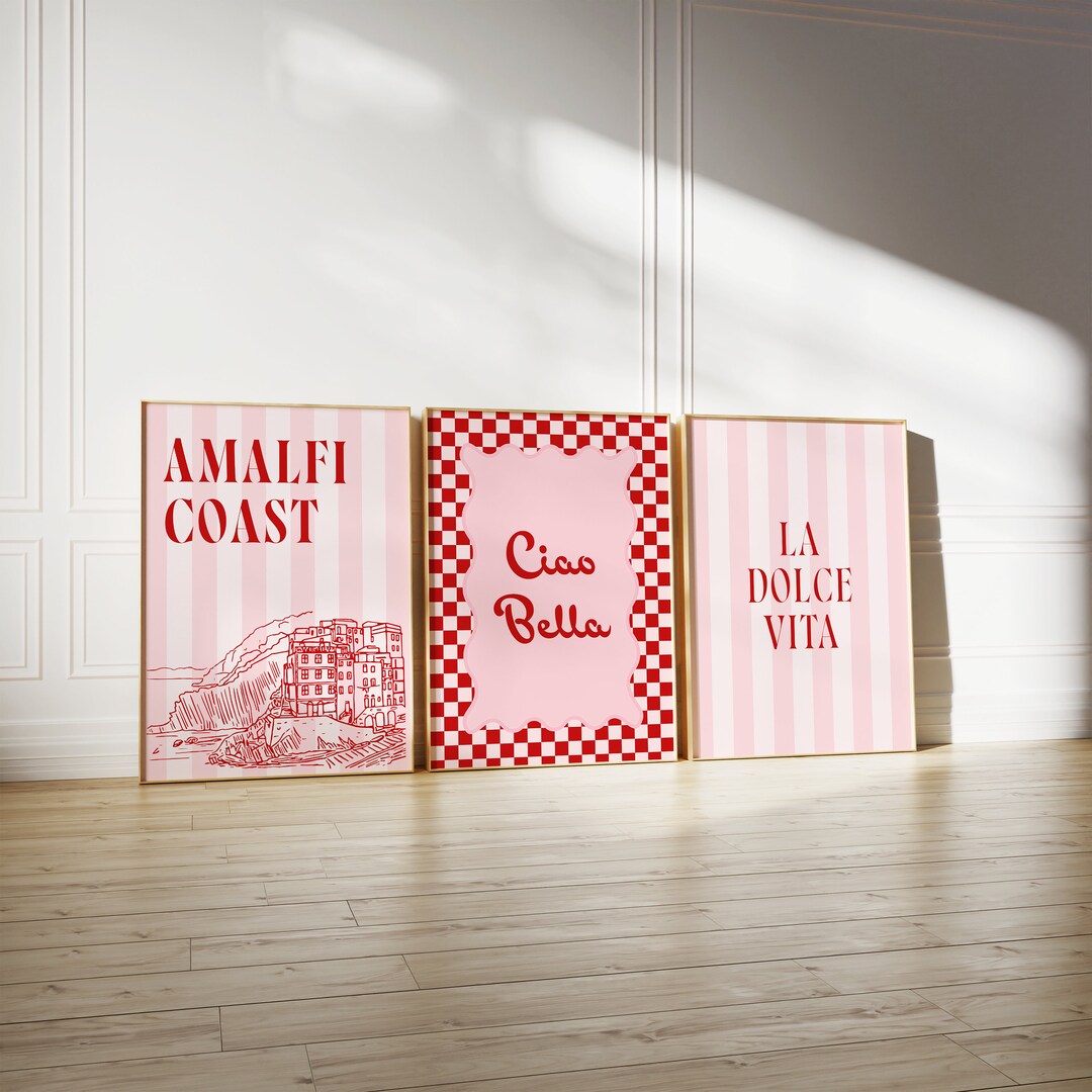 Italian Print Set // La Dolce Vita Wall Art, Ciao Bella Print, Amalfi ...