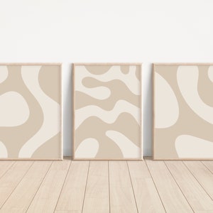 Neutral Beige Gallery Wall Set // Beige Wall Art Set of 3, Modern Art ...