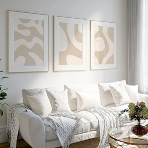 Neutral Beige Gallery Wall Set // Beige Wall Art Set of 3, Modern Art ...