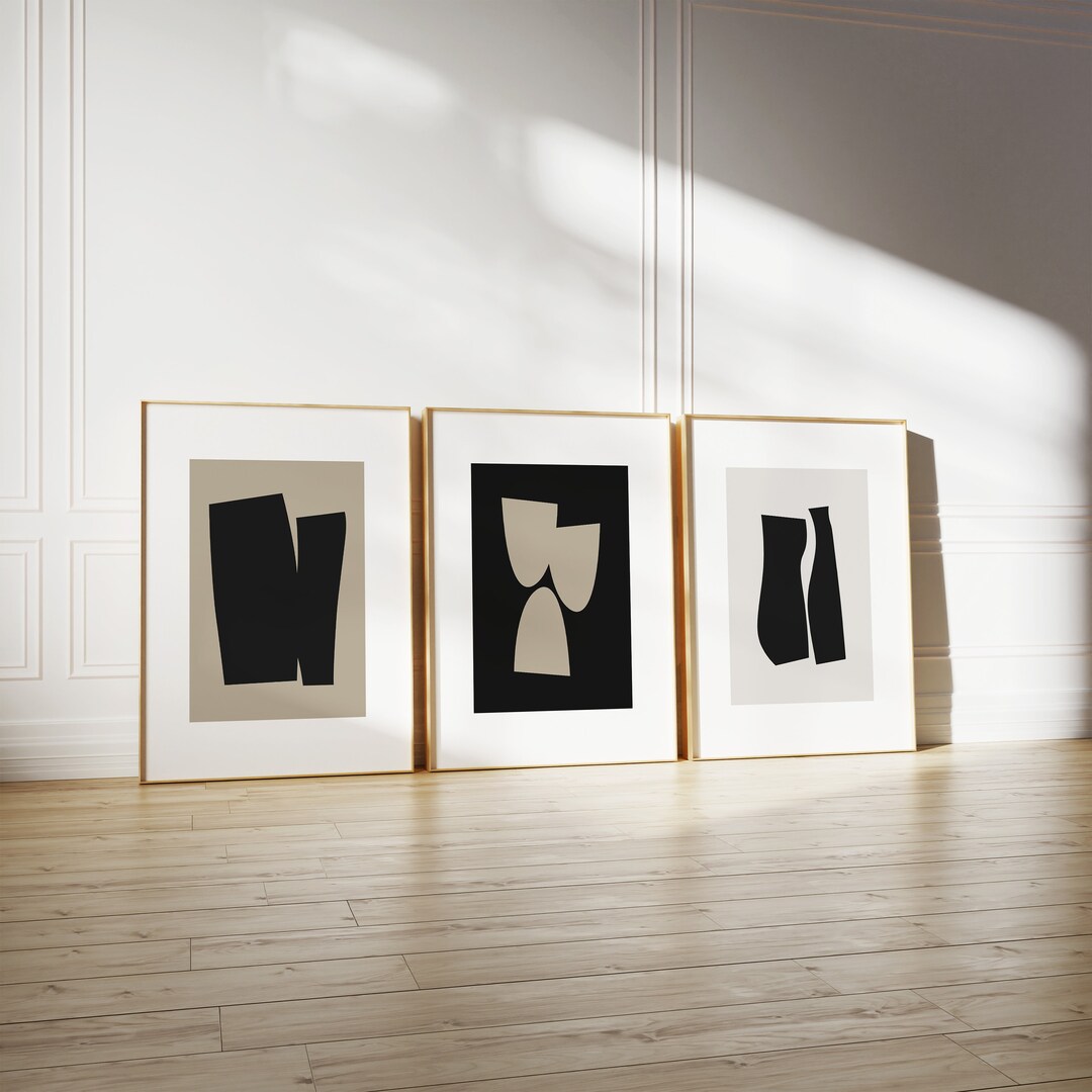 Neutral Gallery Wall Set // Abstract Set of 3 Prints, Modern Art Prints ...
