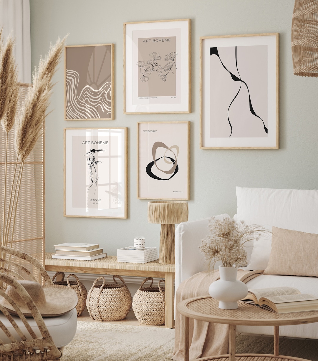 Modern Gallery Wall Set of 5 // Beige Minimalist Art Prints, Set of 5 ...