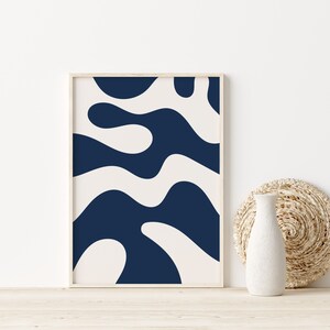 Navy Blue Modern Abstract Print // Navy Minimalist Wall Art, Modern Art ...