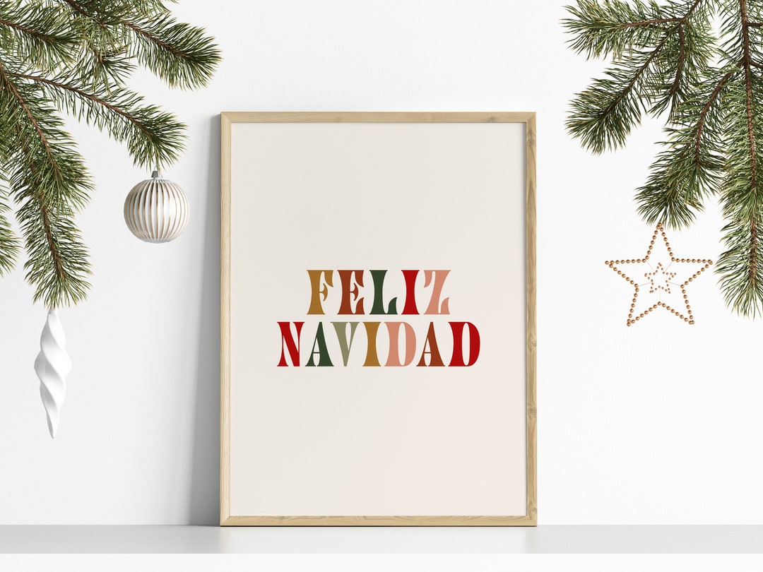 Feliz Navidad Print, Christmas Wall Art, Festive Printable Decor ...