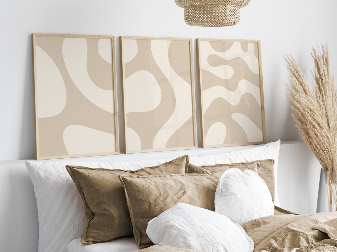 Neutral Beige Gallery Wall Set // Beige Wall Art Set of 3, Modern Art ...