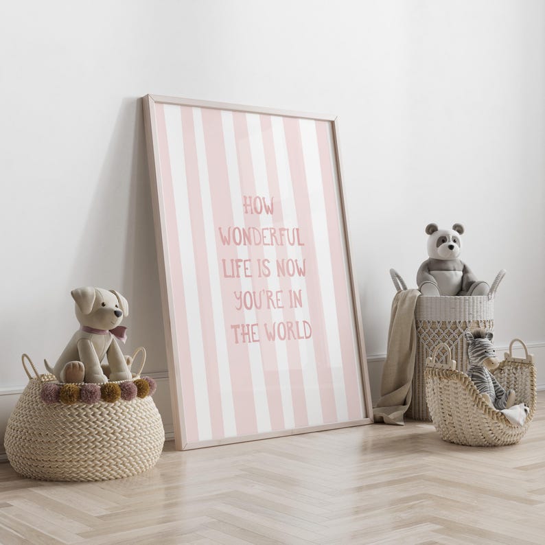 How Wonderful Life is Print, Pink Nursery Wall Art Print (digital ...