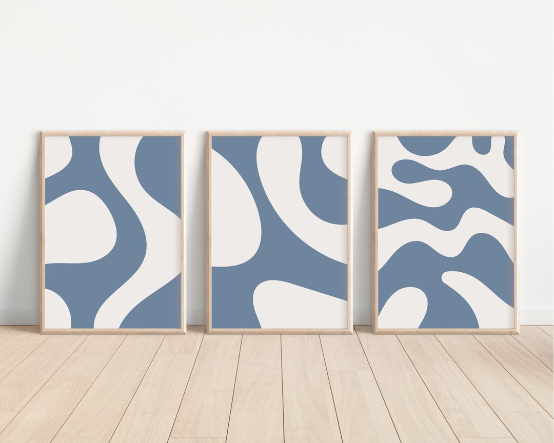 Dusty Blue Gallery Wall Set / Set of 3 Blue Prints, Modern Art Prints ...