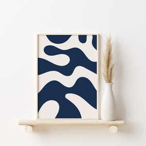 Navy Blue Modern Abstract Print // Navy Minimalist Wall Art, Modern Art ...