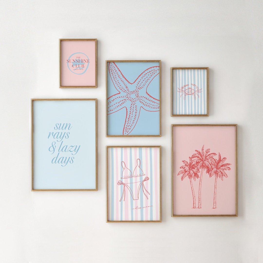 Coastal Print Set of 6 / Sunshine Prints, Summer Wall Art, Beach Prints ...