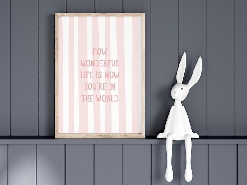 How Wonderful Life is Print, Pink Nursery Wall Art Print (digital ...