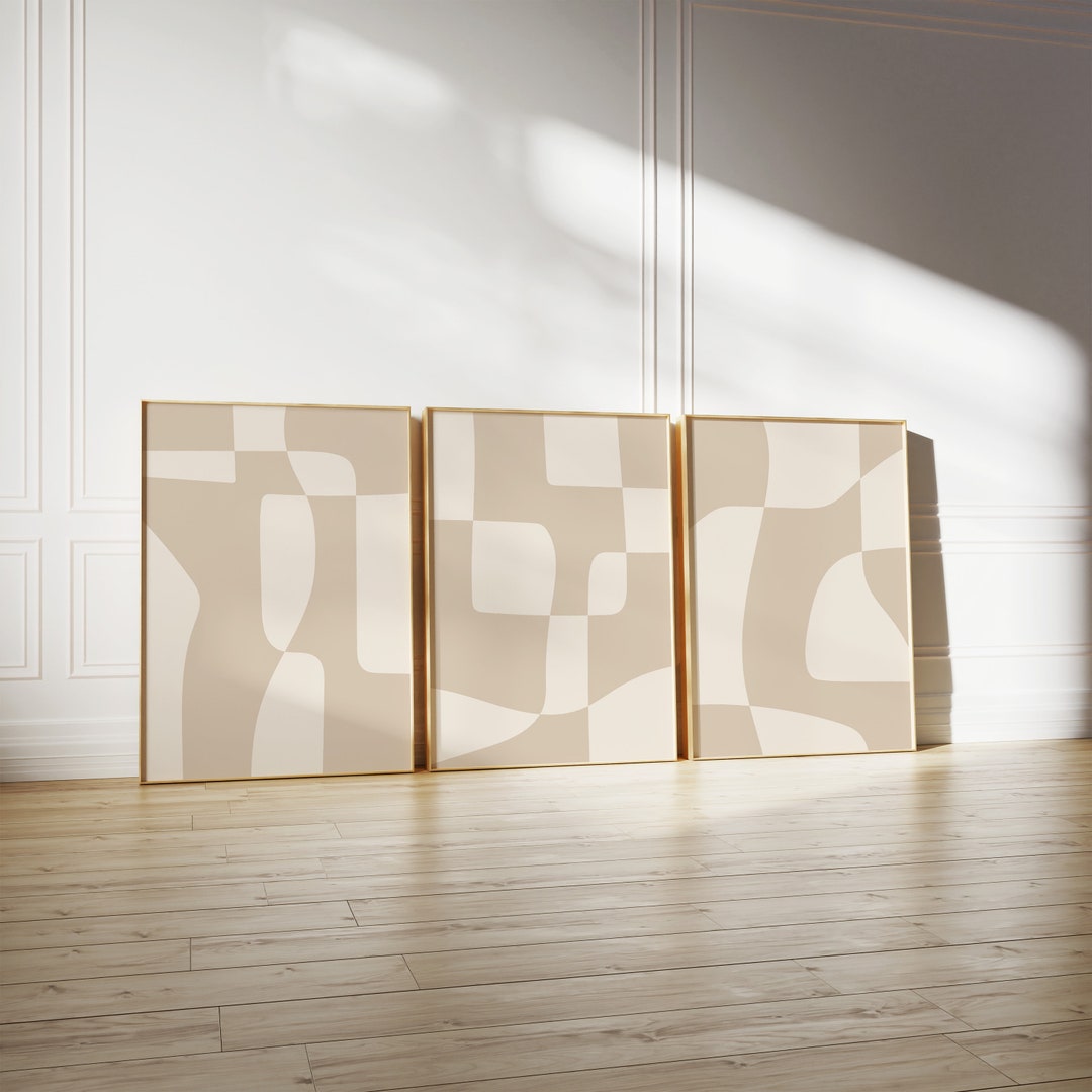 Neutral Gallery Wall Set // Abstract Set of 3 Prints, Modern Art Prints ...