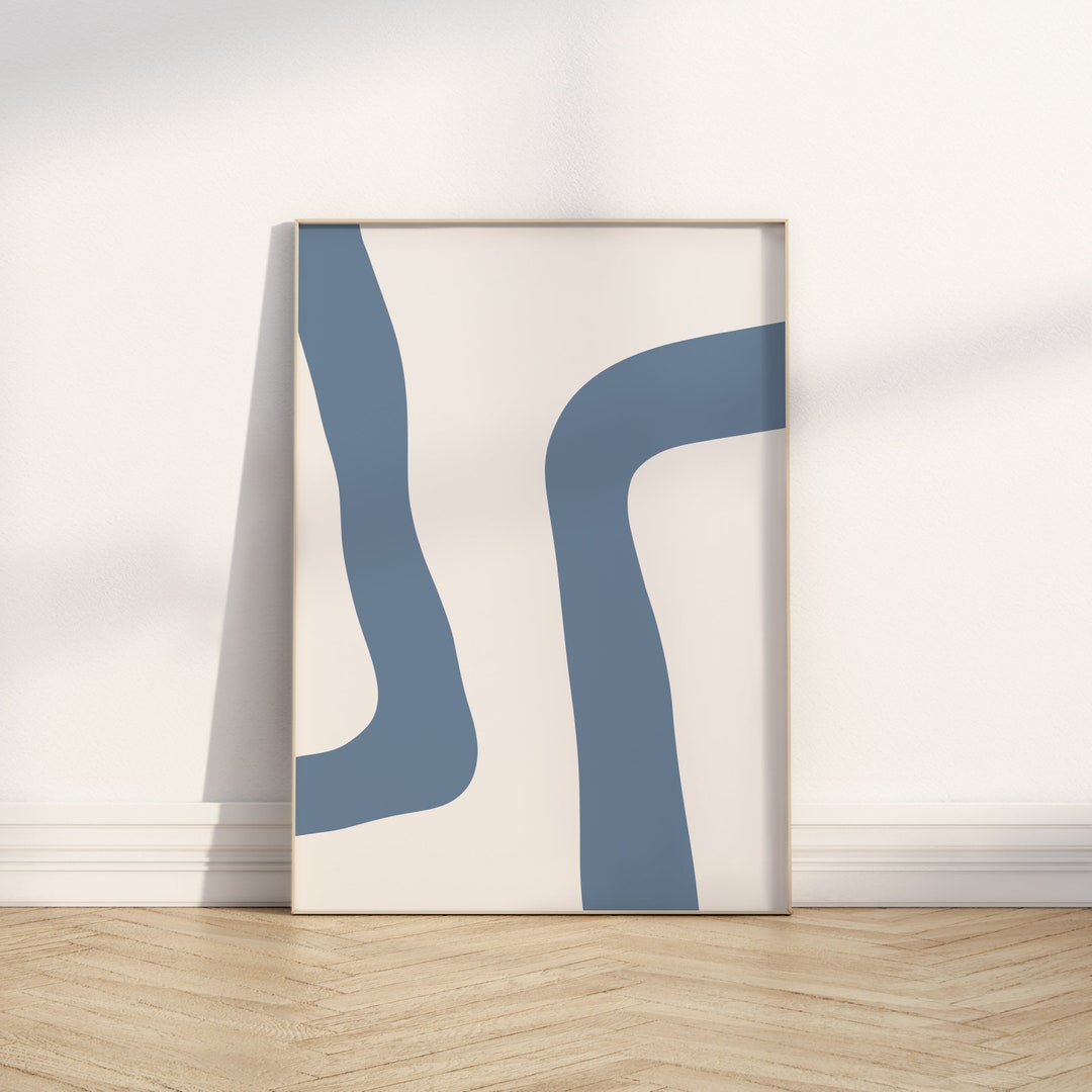 Blue Modern Abstract Print // Organic Minimalist Art, Modern Art Print ...