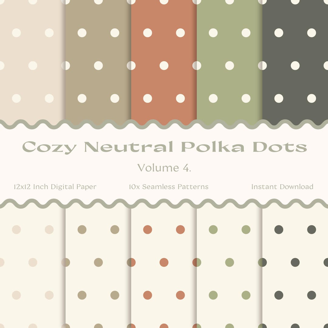 Neutral Polka Dot Seamless Patterns - Polka Dot Digital Paper, Polka ...
