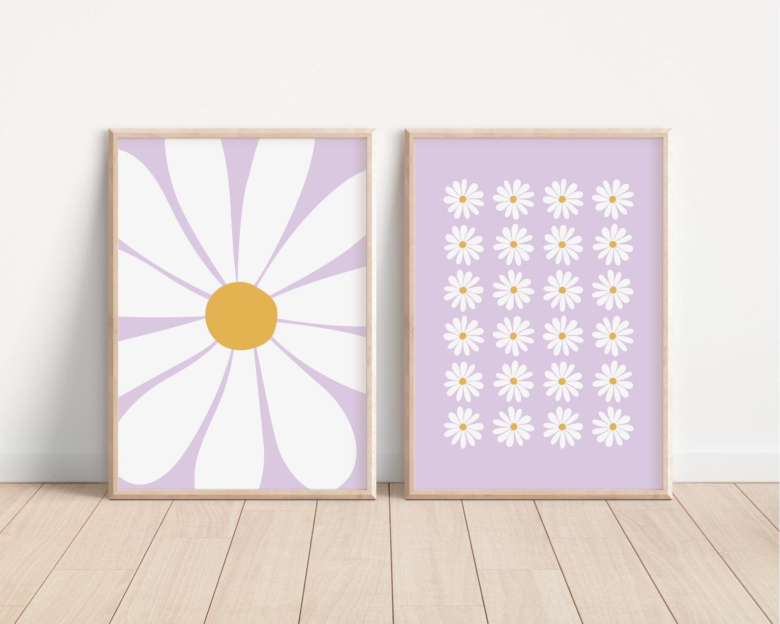 Daisy Print Set of 2 / Daisy Wall Art Nursery Print Boho - Etsy