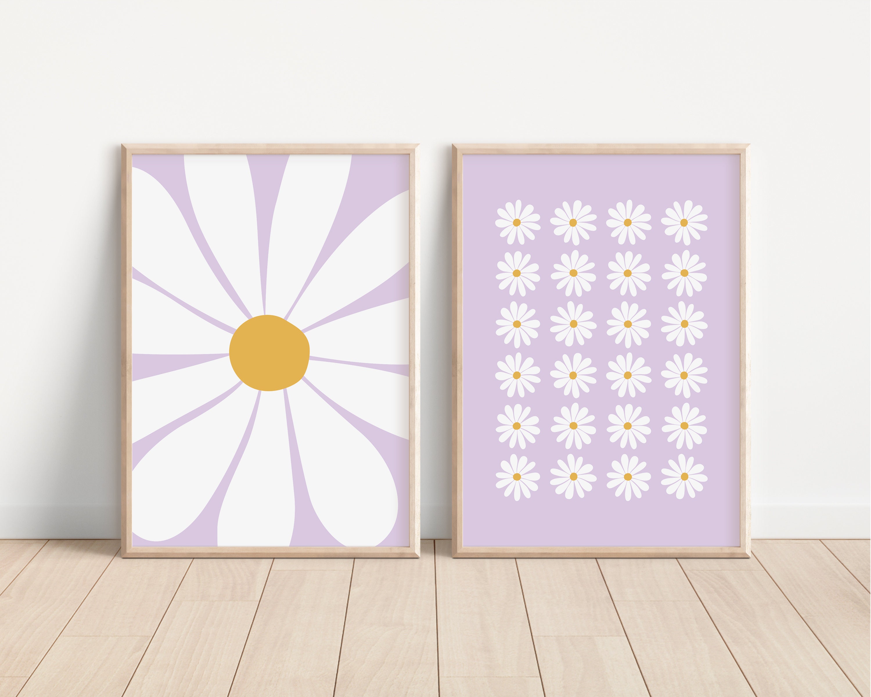 Daisy Print Set of 2, Daisy Wall Art, Girls Nursery Prints, Lilac Girls ...